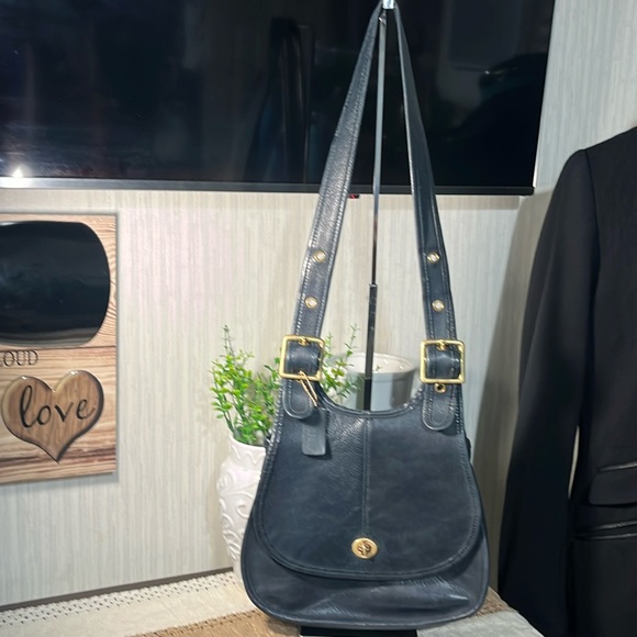 Coach | Bags | Vintage Coach Nyc Crescent Bag 9235 Navy Blue 97s 80s ...